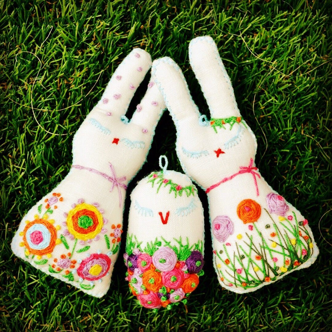 Linen Easter Bunny Rustic Easter Bunny Embroidery Bunnies - Etsy