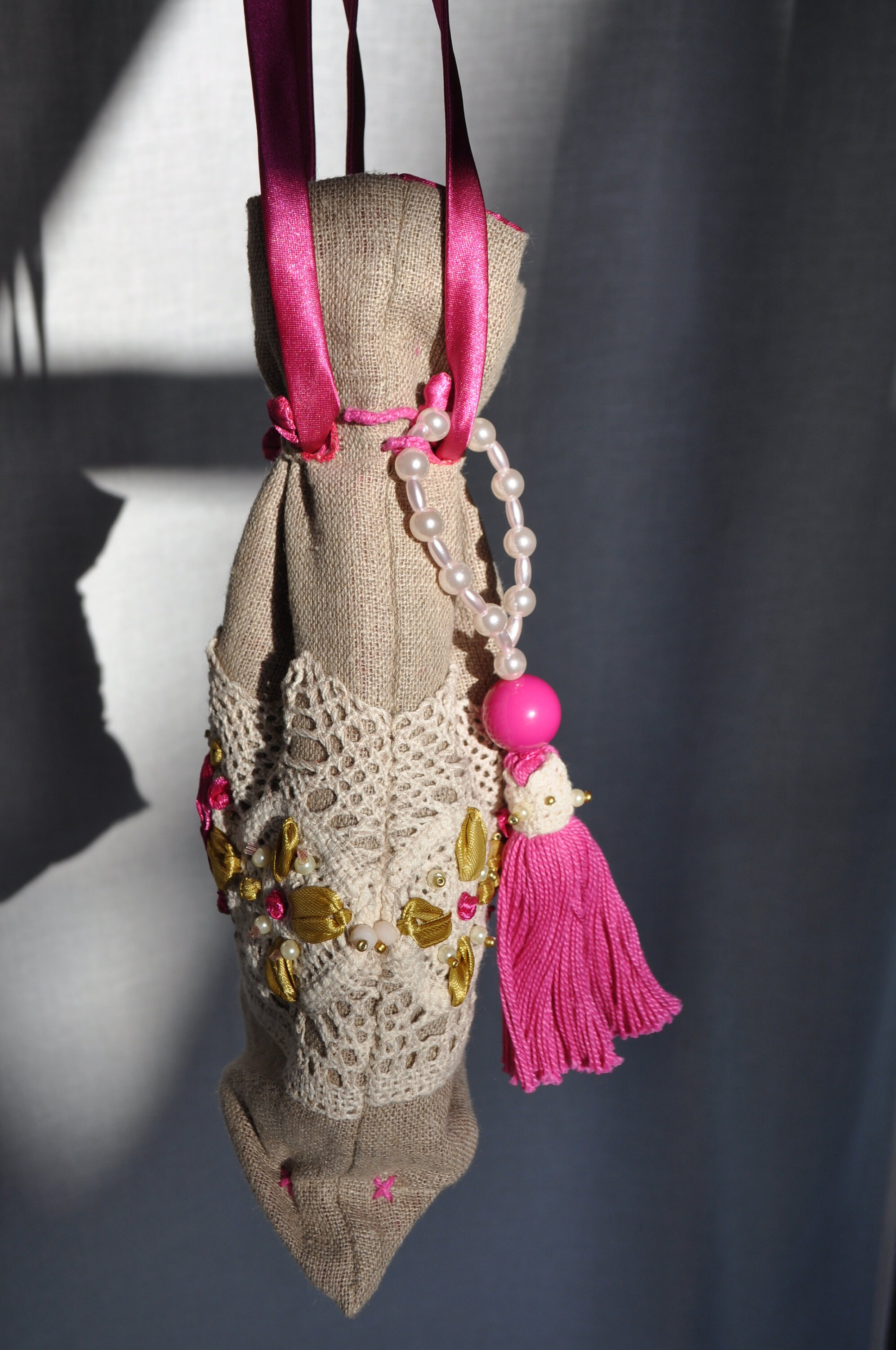 Linen Sack Bag, Linen Rustic Bag, Embroidery Linen Bag, Linen Lace Sack ...