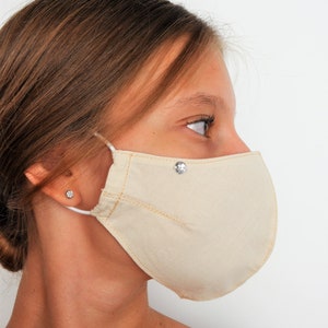 Designer Beige Mask, Mask With Ties, Triple Layer Mask, Decorative Mask ...