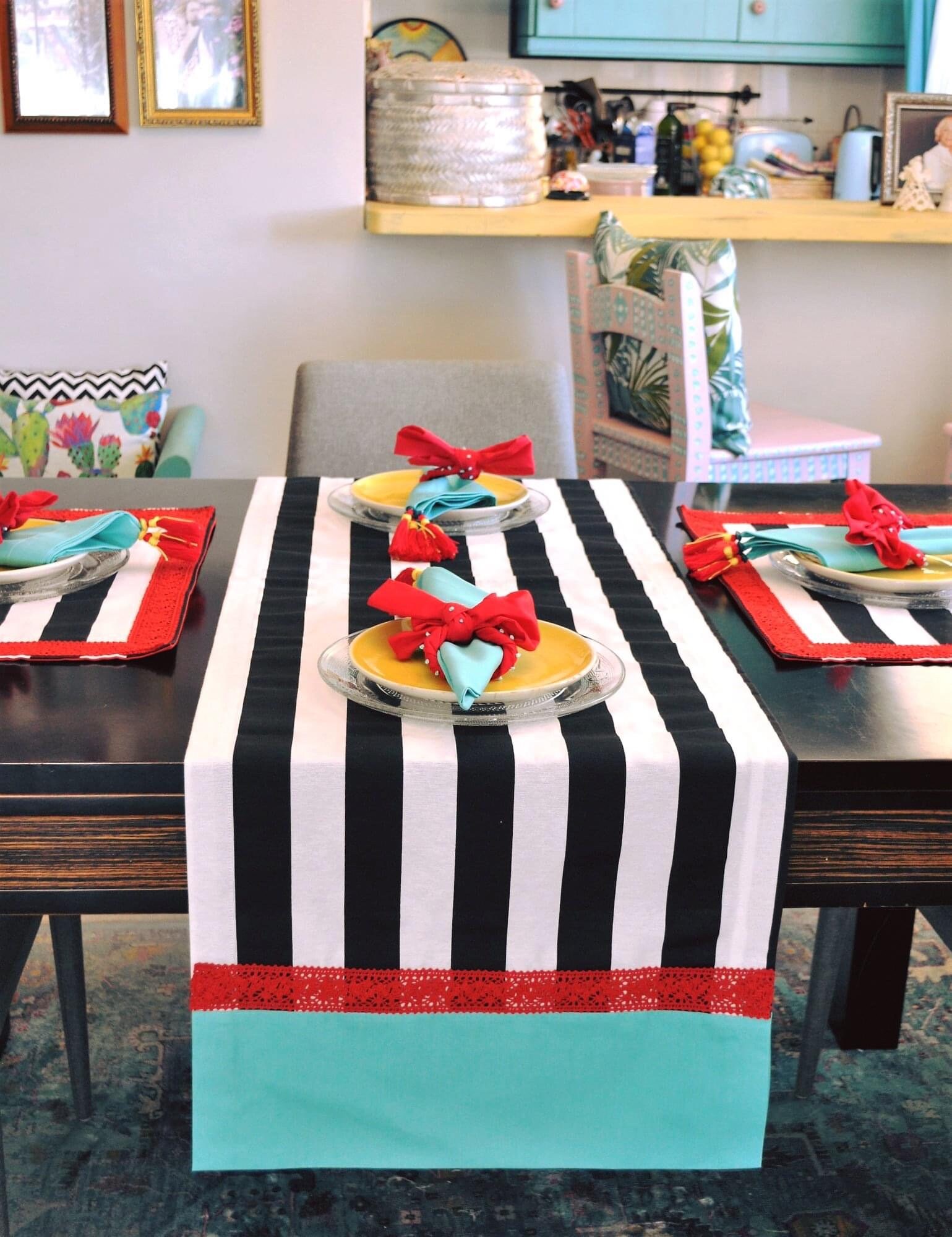 Striped Table Runner Edge Table Runner Cotton Table Runner - Etsy