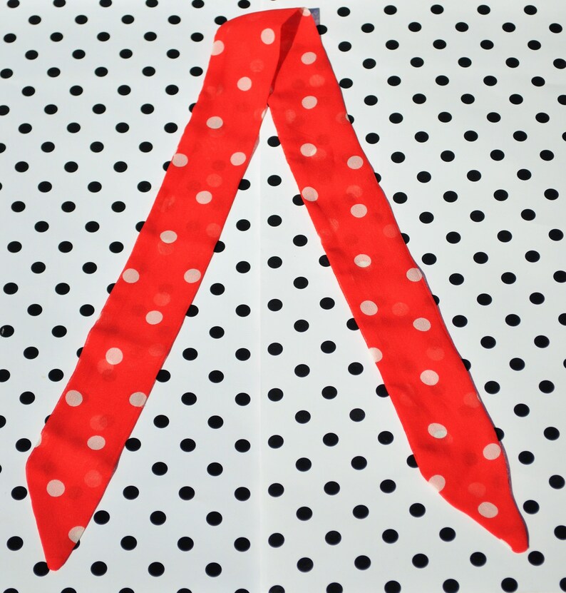 Silky Red Neck Scarf Scarf Dotted Summer Small Silky Scarf - Etsy