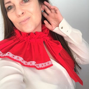 Extra Large Collar, Detachable Collar, Ruffle Red Collar, Embroidered ...