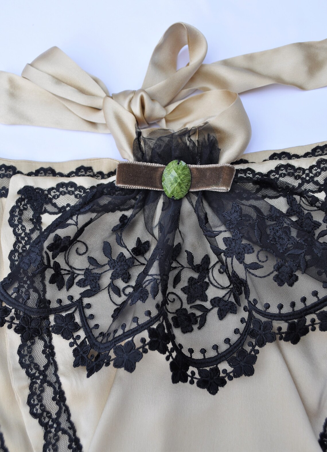 Silky lace jabot lace cold jabot three pieces jabot silk | Etsy