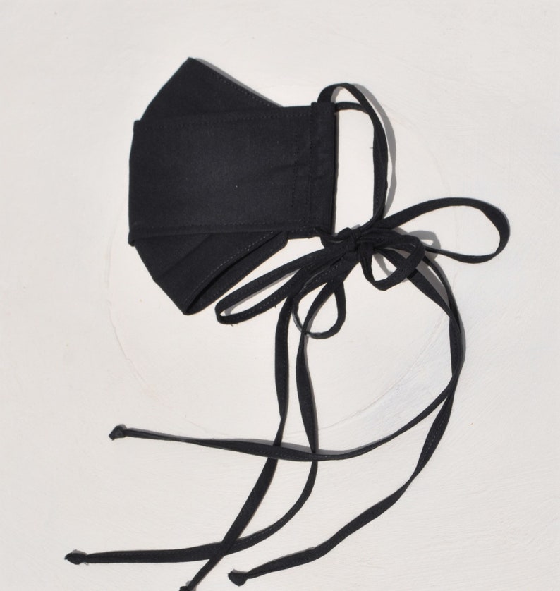 Designer Black Mask Mask With Ties Triple Layer Mask - Etsy