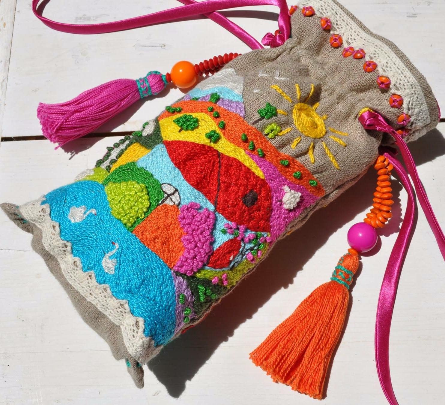 Linen Sack Bag, Linen Rustic Bag, Embroidery Linen Bag, Linen Lace Sack ...