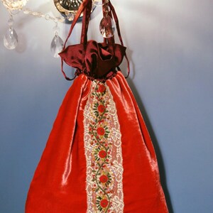 Bridal Velvet Bag Silk Velvet Sack Bag Bride Red Pouch Bag - Etsy