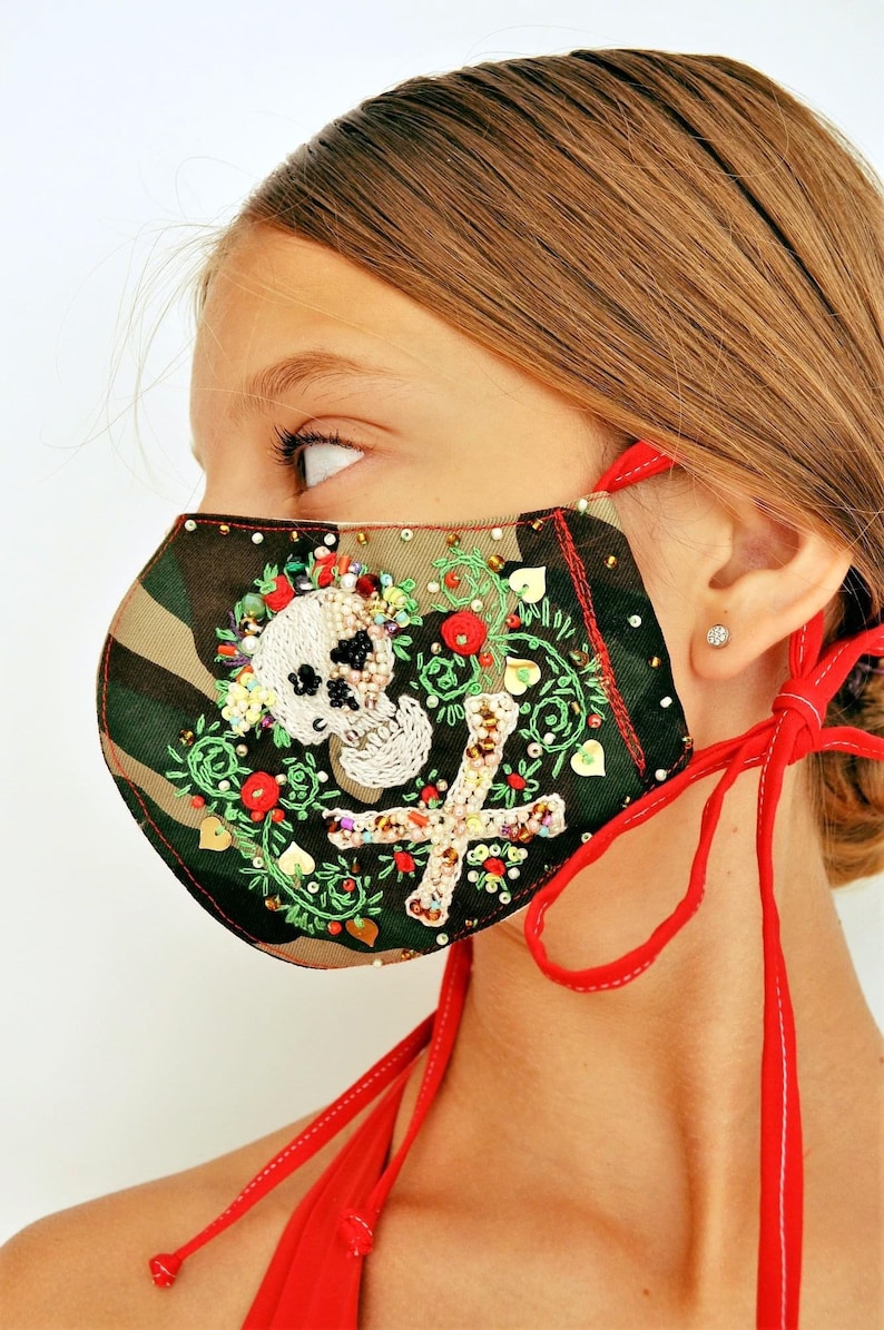 Scull Face Mask Halloween Face Mask Camouflage Ties Mask - Etsy
