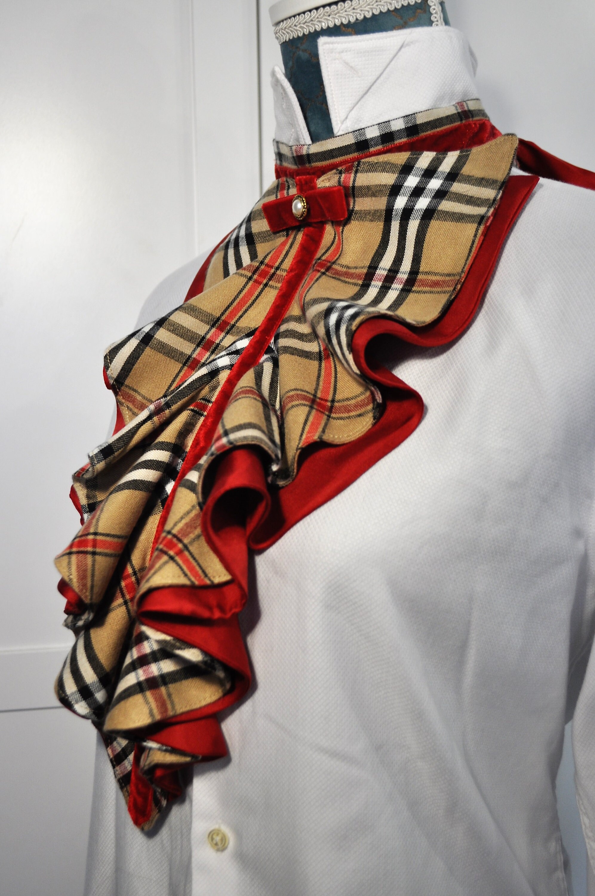 Necktie Ruffle Jabot, Plaid Ruffle Jabot, Coquillier Jabot Tie, Plaid ...