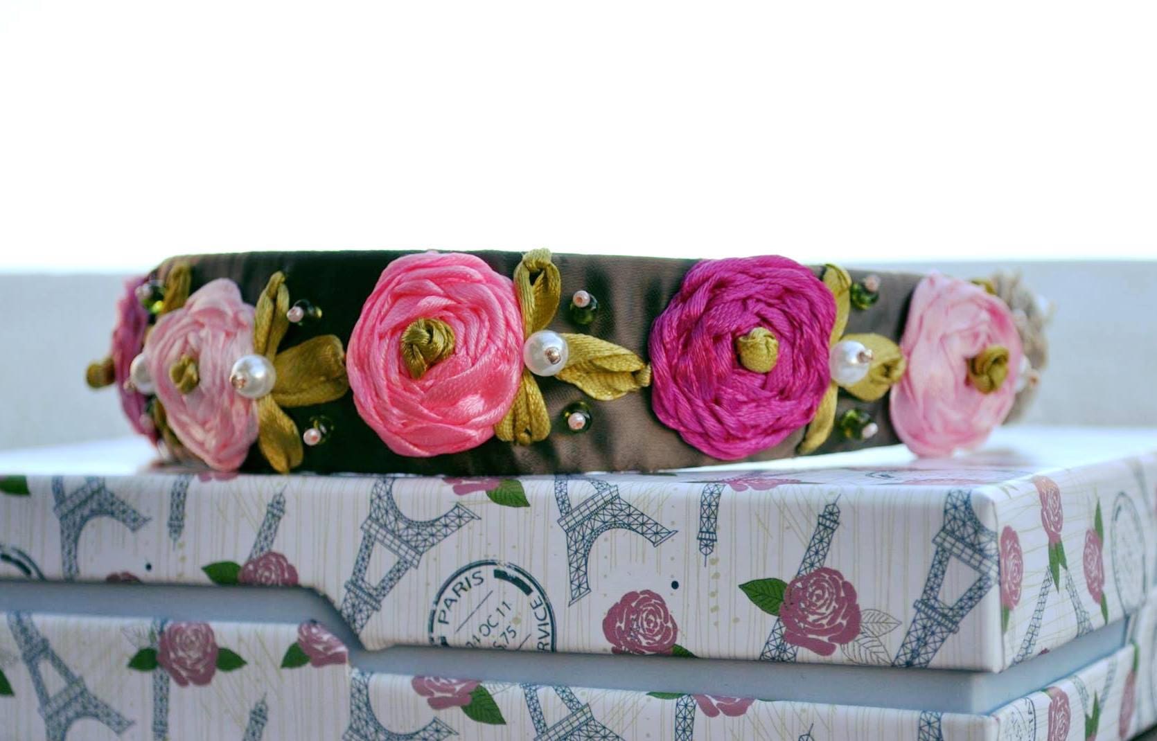 Fabric Headband Floral Print Crown Embroidery Headband - Etsy