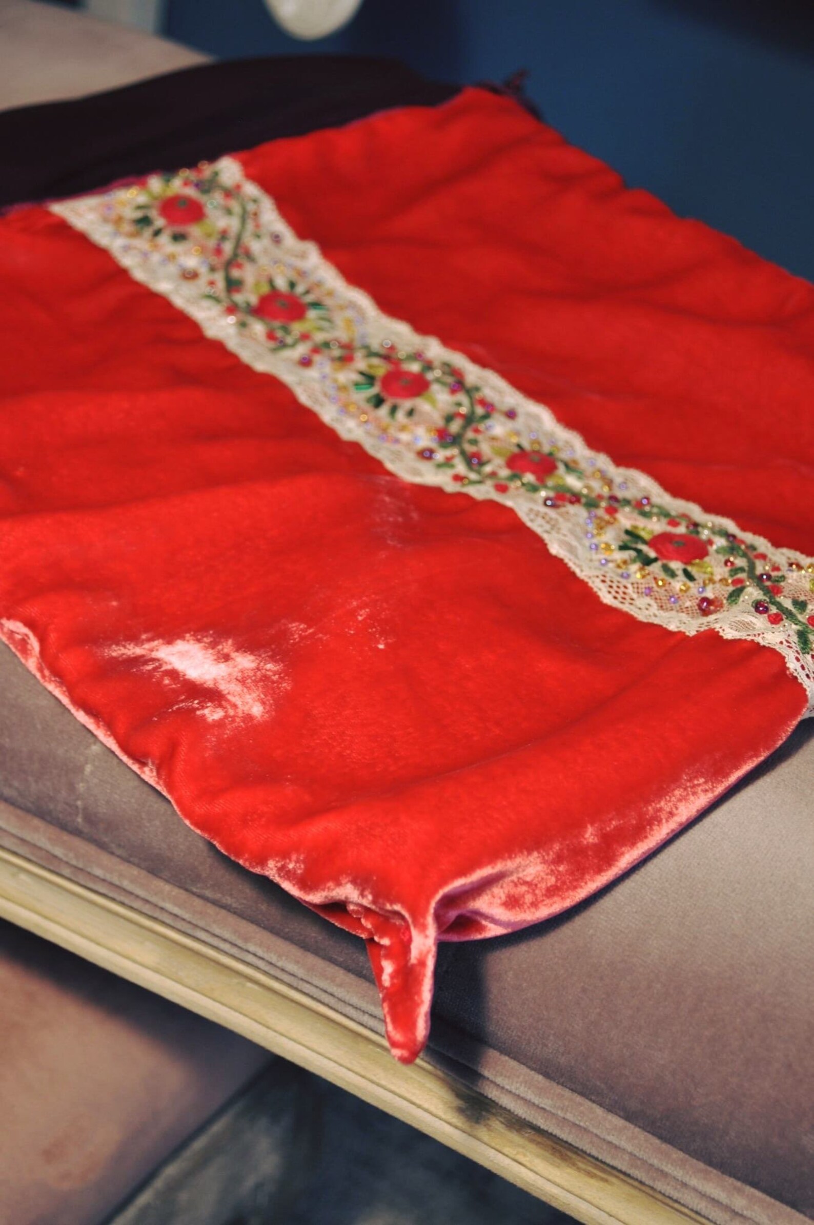 Bridal Velvet Bag Silk Velvet Sack Bag Bride Red Pouch Bag | Etsy