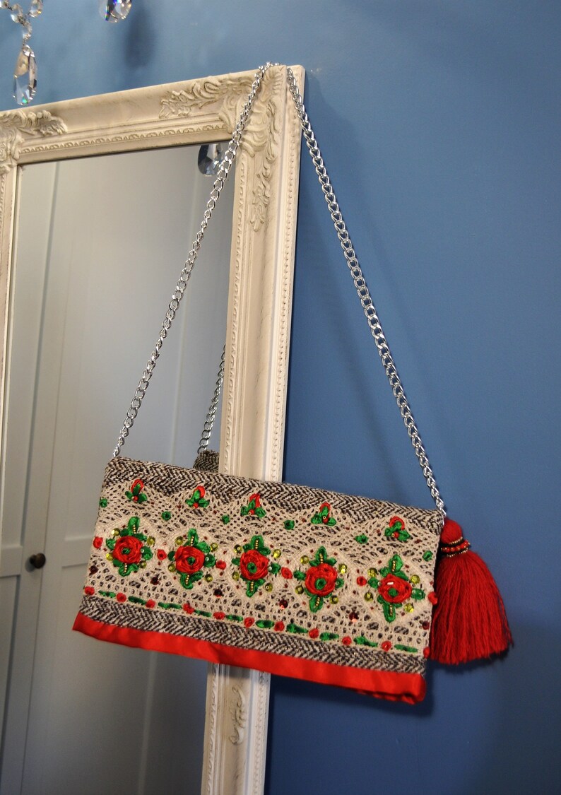 Embroidered Clutch, Hand Embroidered, Lace Tweed Clutch, Wool Tweed ...