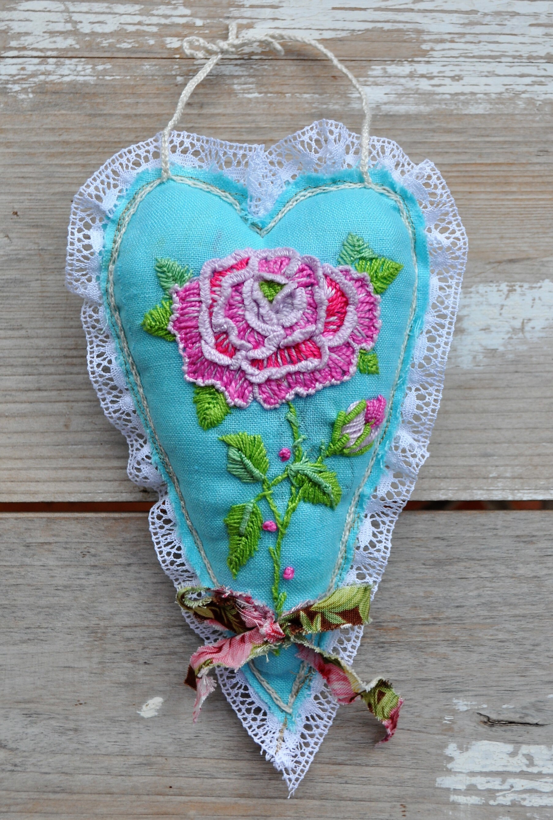 Embroidered Heart Collector Gift Heart Shabby Lace Heart - Etsy
