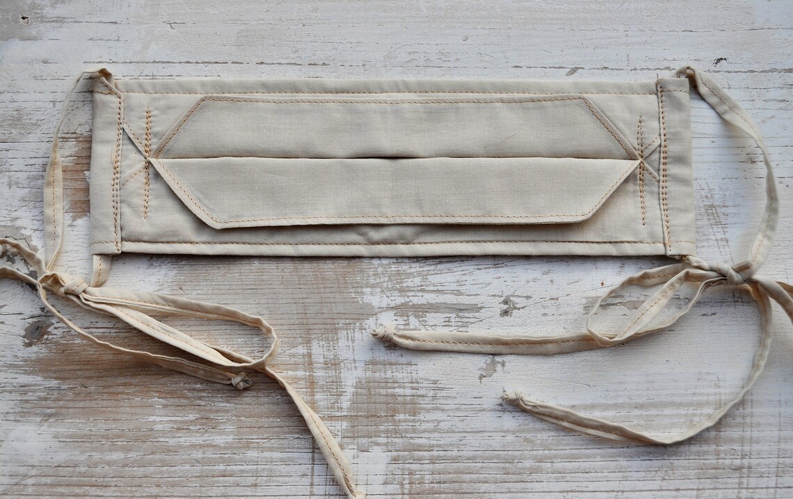 Designer Beige Mask Mask With Ties Triple Layer Mask | Etsy