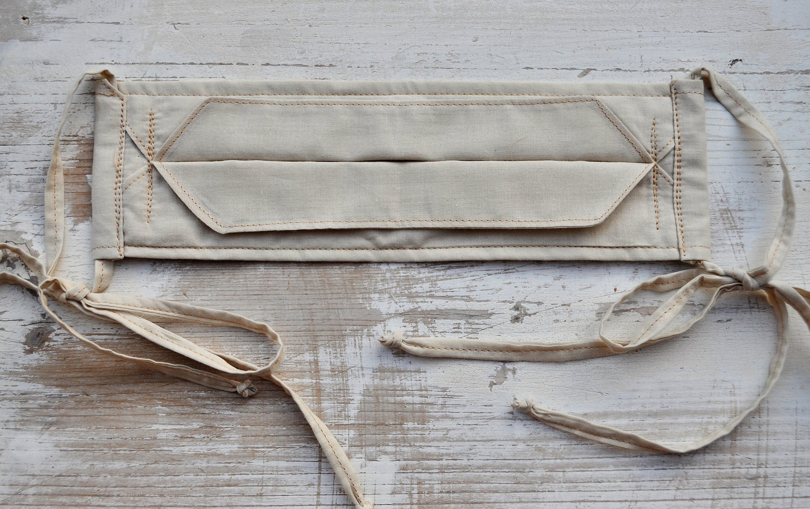 Designer Beige Mask Mask With Ties Triple Layer Mask - Etsy