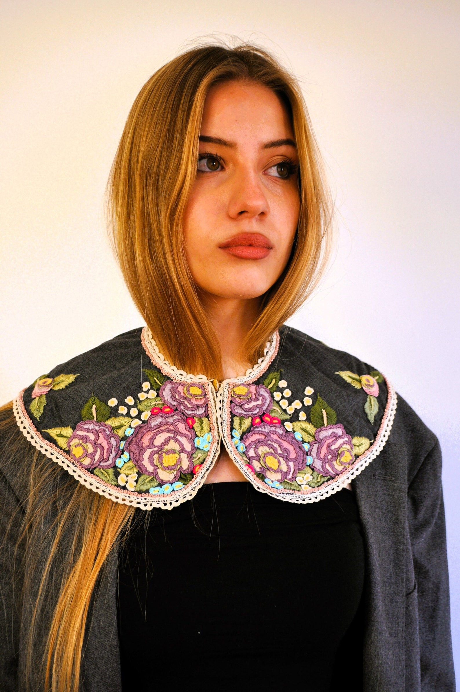 Embroidered Collar, Hand Embroidered, Peter Pan Collar, Brazilian Embroidery, DMC Yarn ...