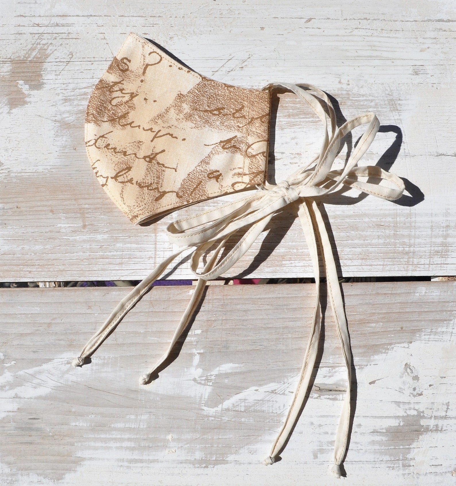 Designer Beige Mask Mask With Ties Triple Layer Mask - Etsy