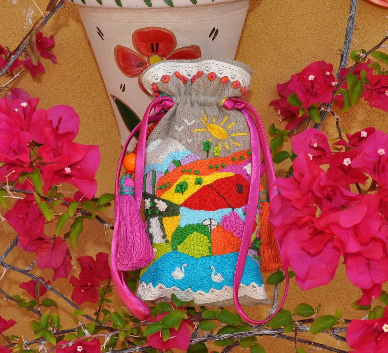 Linen Sack Bag Linen Rustic Bag Embroidery Linen Bag Linen | Etsy