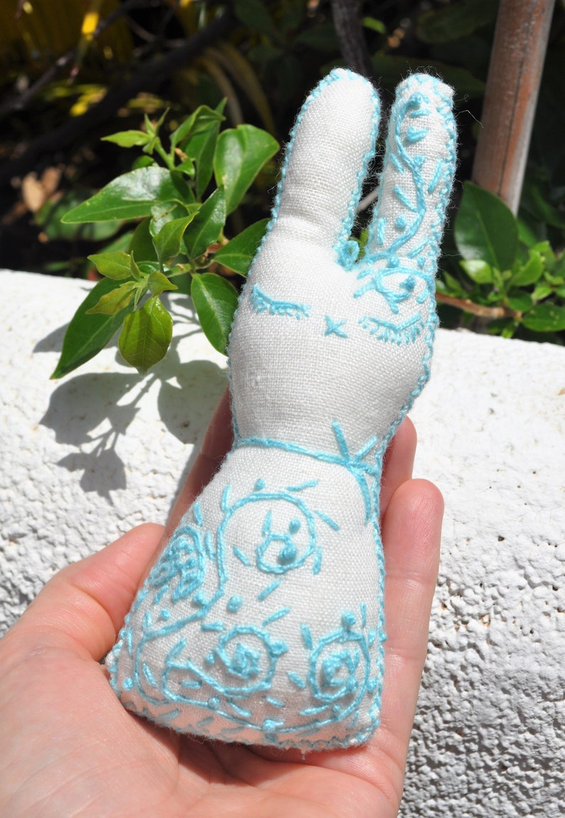 Linen Easter Bunny, Rustic Easter Bunny, Embroidery Bunnies, Fabric ...