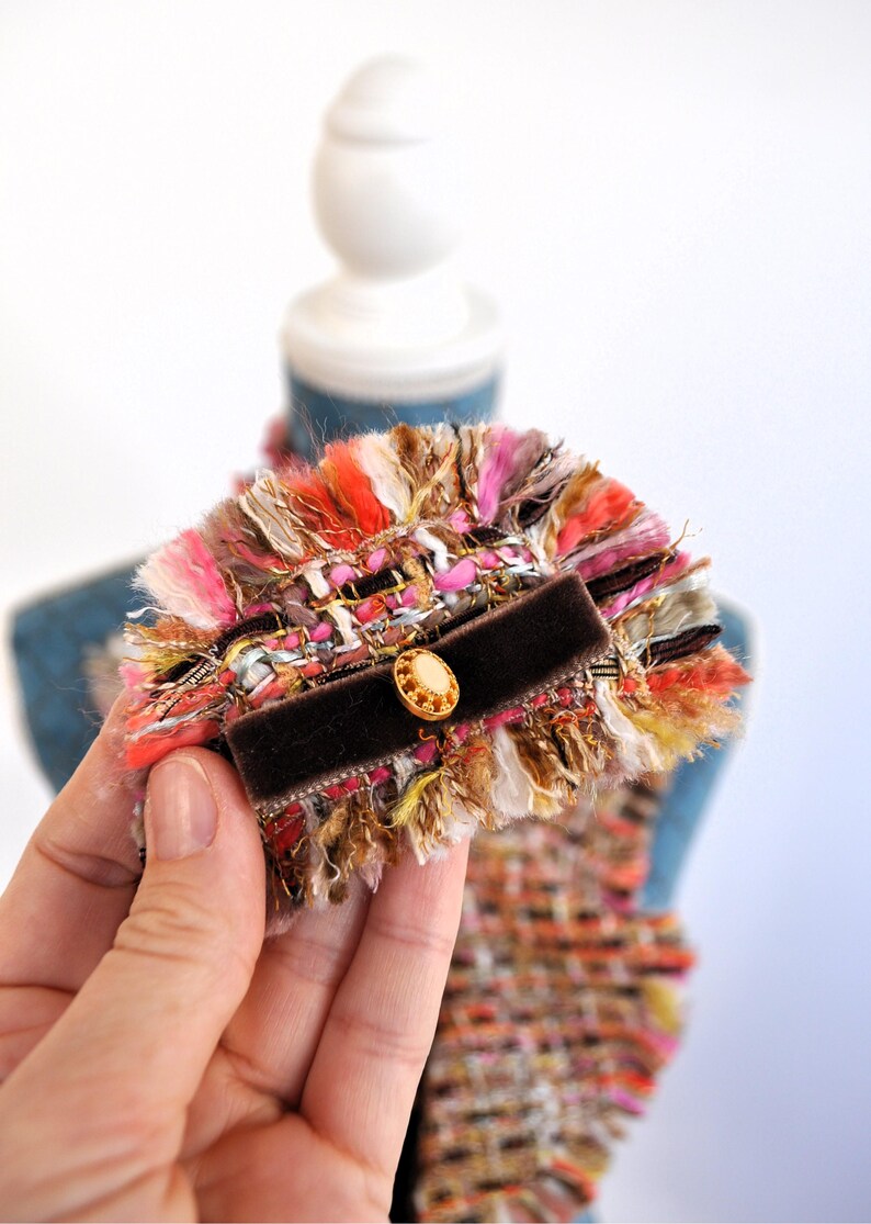 Tweed Ruffle Jabot, Fashionable Tie, Victorian Jabot, Tweed Fringe ...