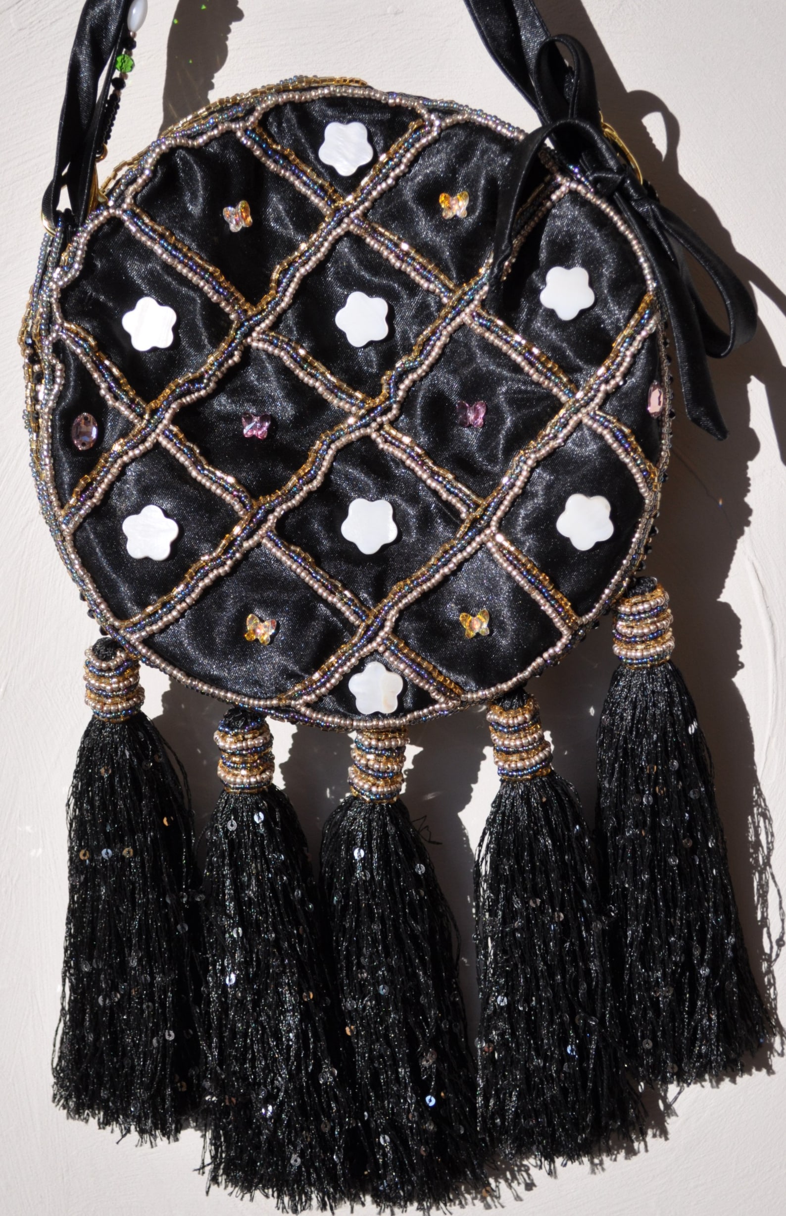 Jewel Round Clutch Embroidery Satin Bag Round Clutch Bag - Etsy