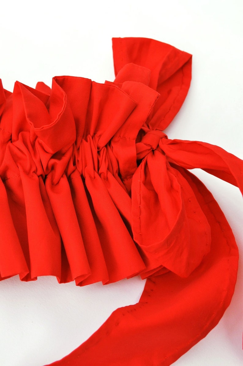 Ruffle Red Collar , Red Scarlet Jabot, Long Ties Collar, Bridal Jabot ...