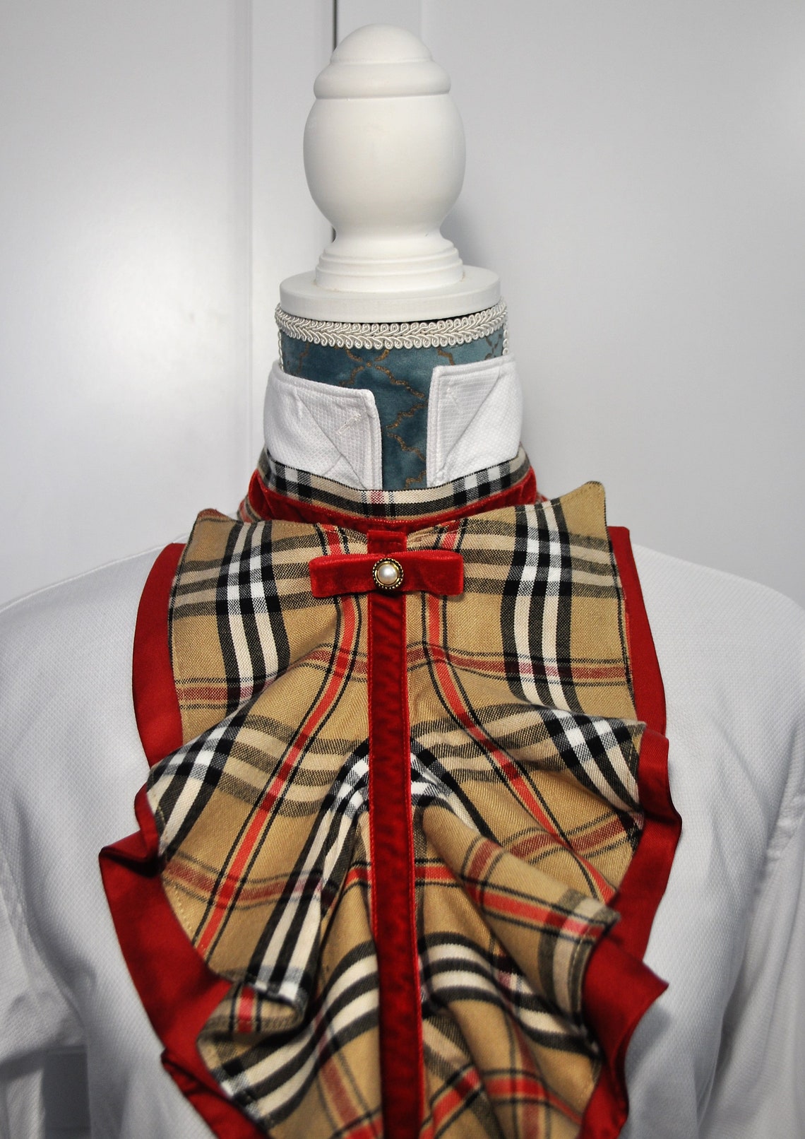 Necktie Ruffle Jabot, Plaid Ruffle Jabot, Coquillier Jabot Tie, Plaid ...