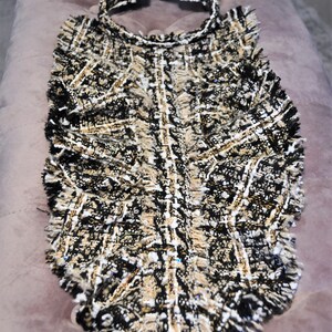 Tweed Ruffle Jabot, Tweed Fringe Jabot, Embroidery Jabot, Tweed Jabot ...