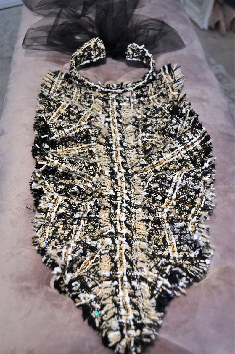 Tweed Ruffle Jabot Tweed Fringe Jabot Embroidery Jabot - Etsy