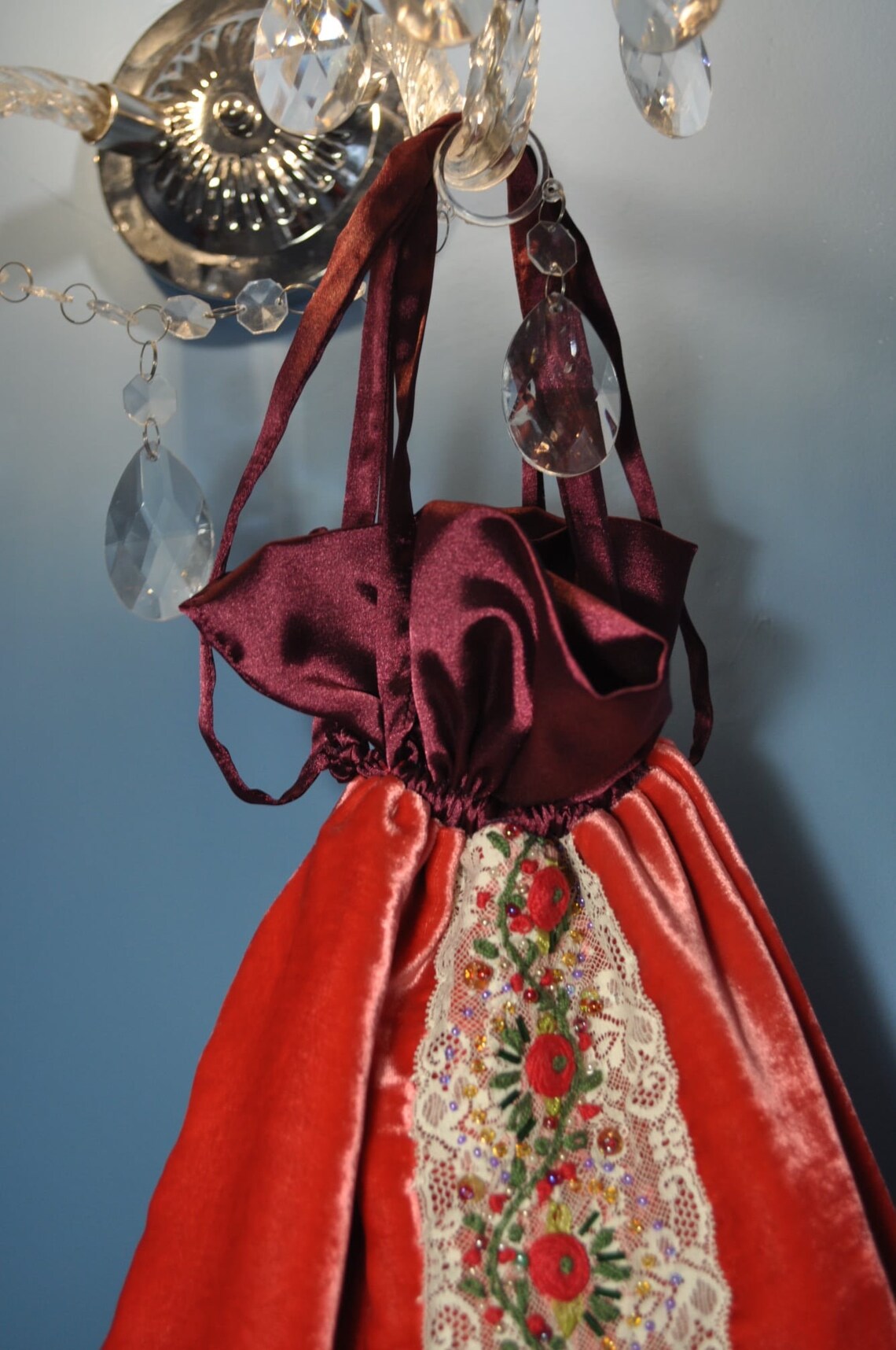 Bridal Velvet Bag Silk Velvet Sack Bag Bride Red Pouch Bag | Etsy