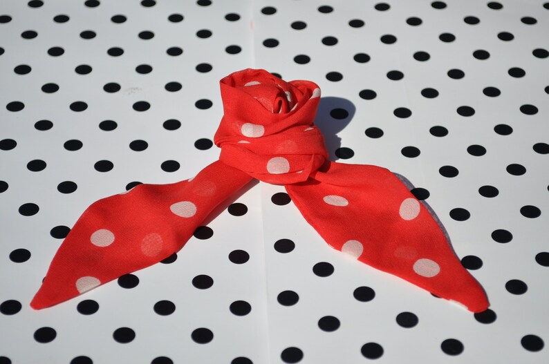 Fular rojo lunares seda, bufanda rojo seda estrecho, bufanda pulsera ...