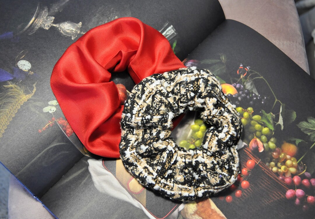 Red Silk Scrunchies, Tweed Scrunchie, Wedding Hair Ties, Scrunchies ...