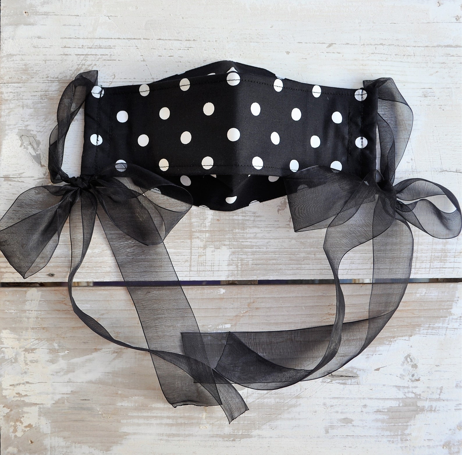 Designer Black Mask, Polka Dot Face Mask, Triple Layer Mask, Decorative ...