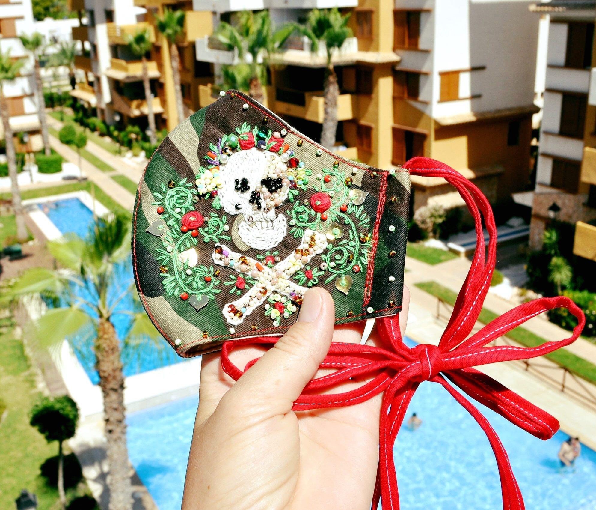 Scull Face Mask Halloween Face Mask Camouflage Ties Mask | Etsy