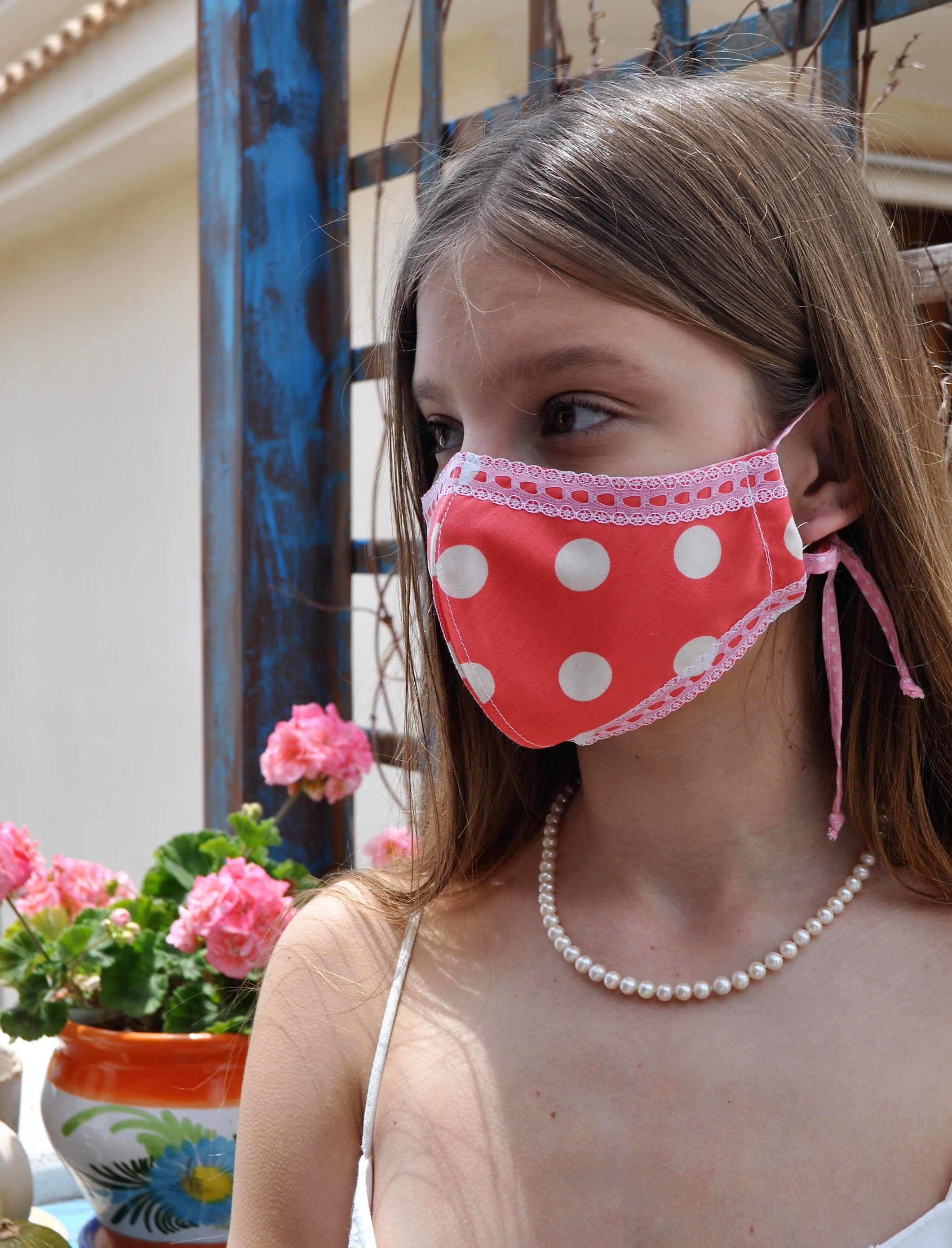 Bridal Rustic Mask Coral Mask Long Ties Duoble Layer Mask - Etsy