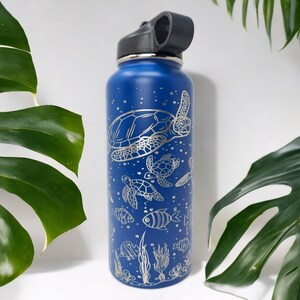 Sea Turtle Water Bottle Laser Engraved Water Bottle 32oz Bottle Turtles ...