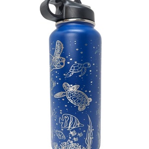 Sea Turtle Water Bottle Laser Engraved Water Bottle 32oz Bottle Turtles ...