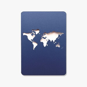 World Map Greeting Card Pack: Indigo Blue Travel Gift - Etsy