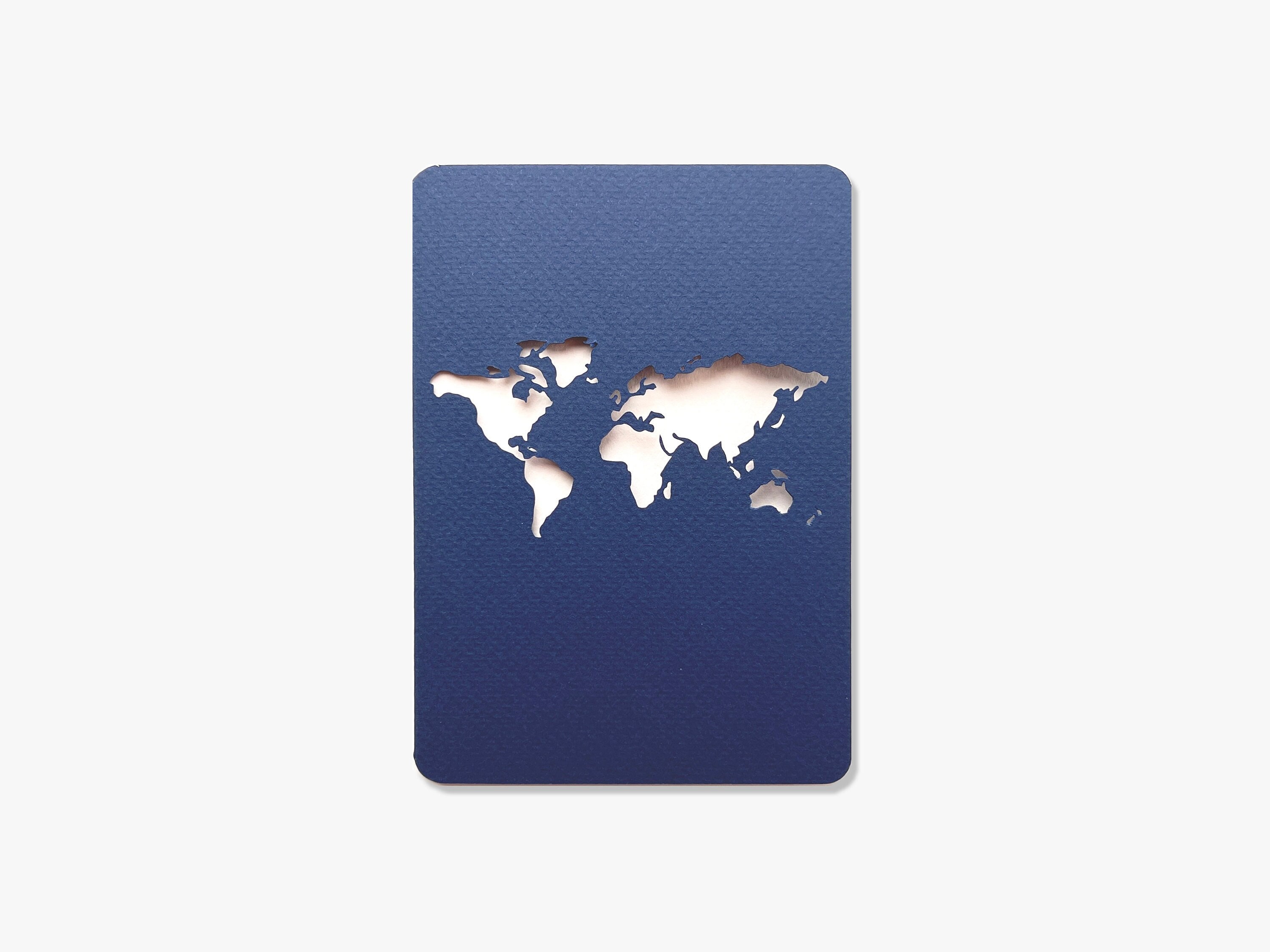 World Map Greeting Card Pack: Indigo Blue Travel Gift - Etsy