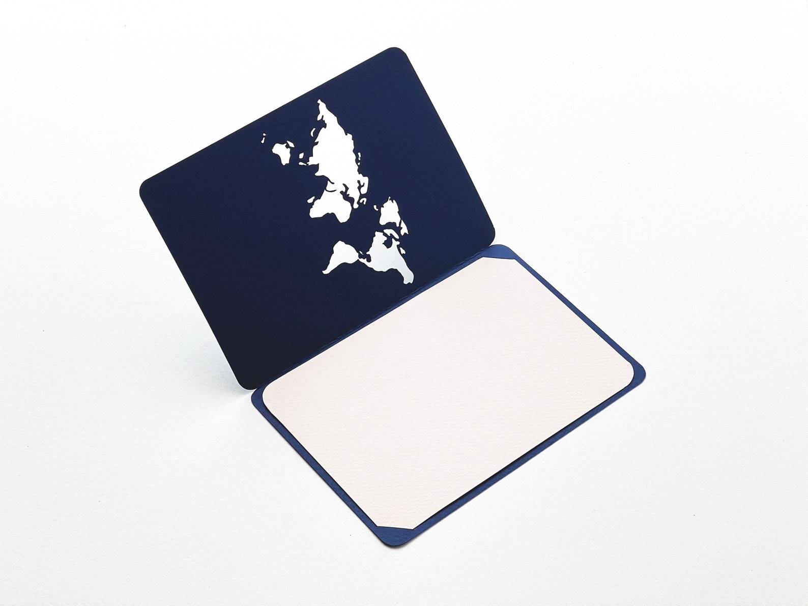 World Map Greeting Card Pack: Indigo Blue Travel Gift - Etsy