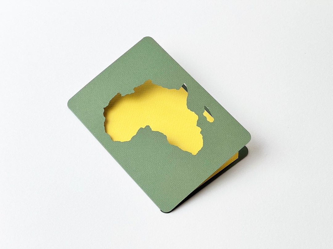 Handcrafted Africa Map Card Set: Green & Yellow Greeting Cards - Etsy