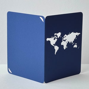World Map Greeting Card Pack: Indigo Blue Travel Gift - Etsy
