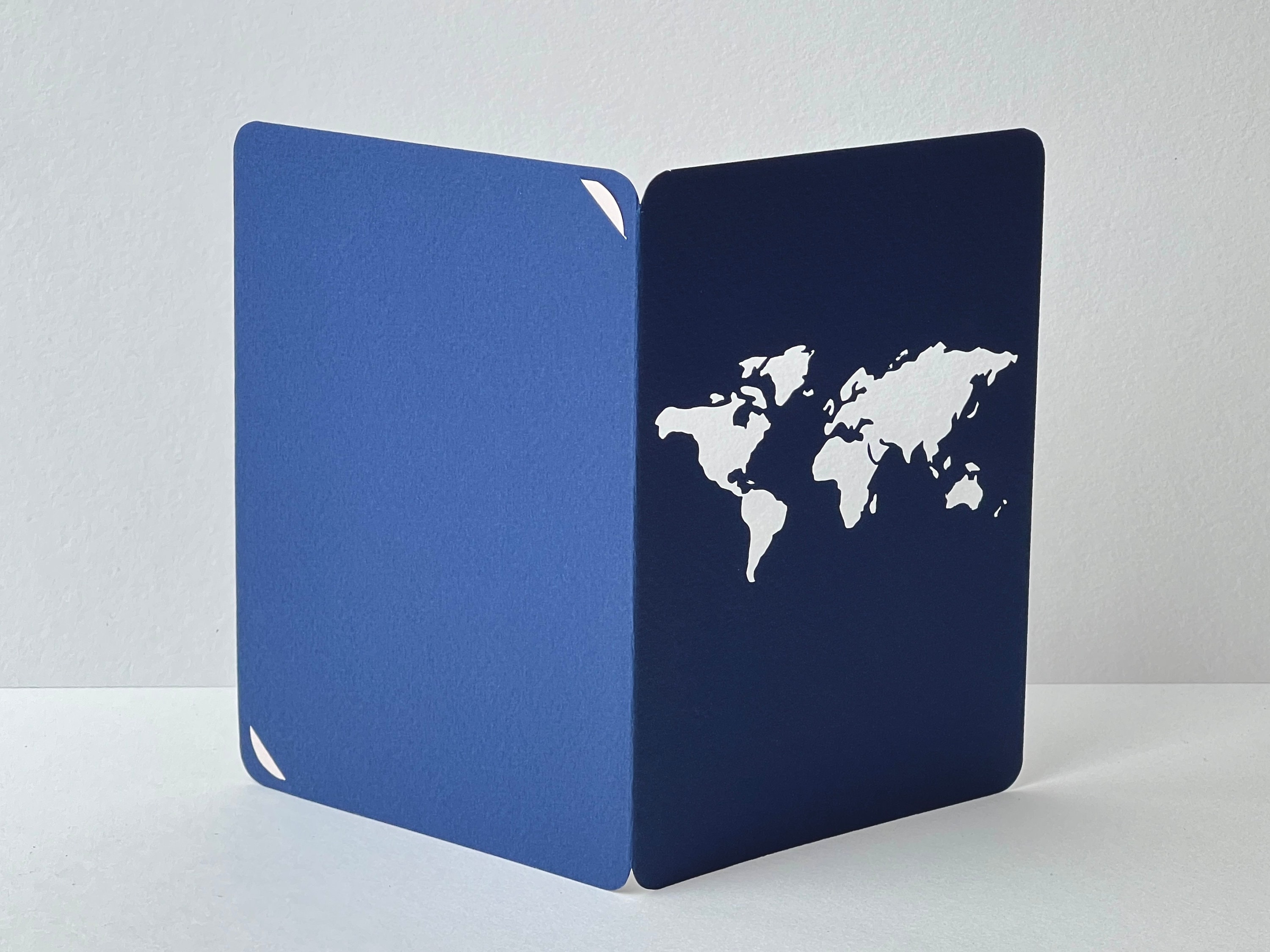 World Map Greeting Card Pack: Indigo Blue Travel Gift - Etsy