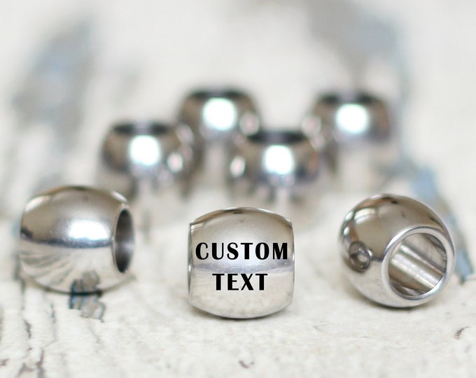 Golden Color Custom Beads Personalized Metal Bulk for Jewelry Engraved ...