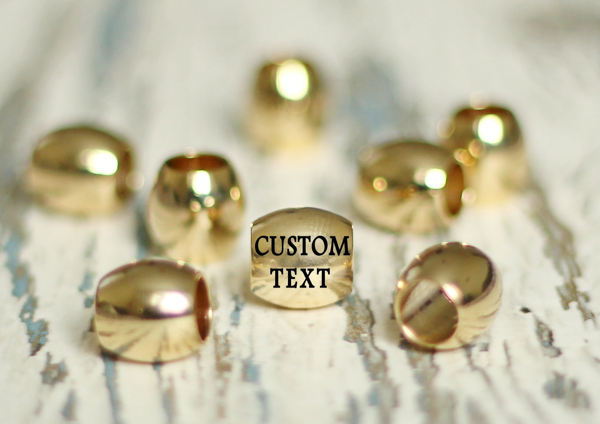 Golden Color Custom Beads Personalized Metal Bulk for Jewelry - Etsy