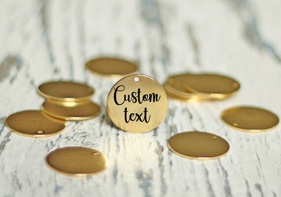 Customized Charm Metal Tag. Round Golden Pendant. Handwritten | Etsy