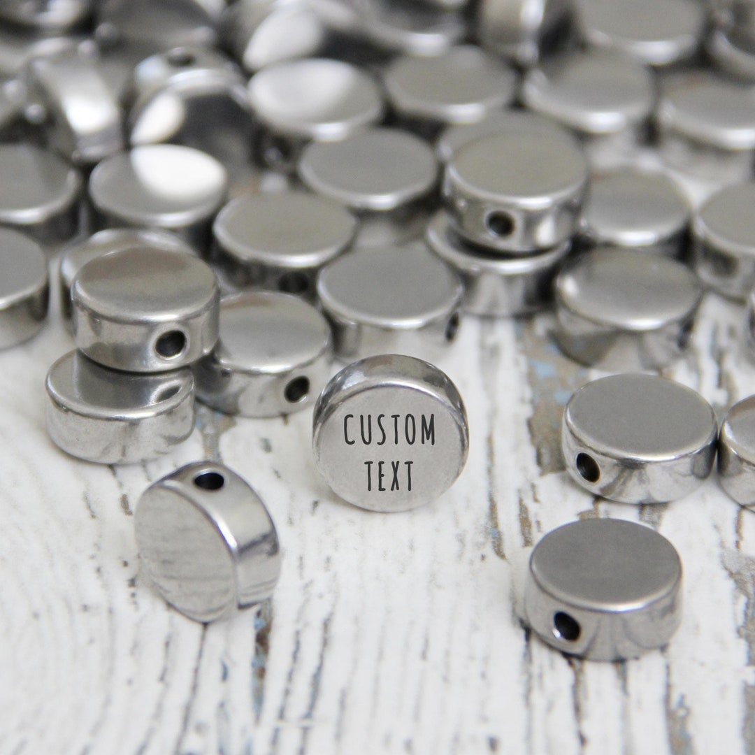 Custom Logo Engraved Beads. Handwriting Personalized Spacer for ...