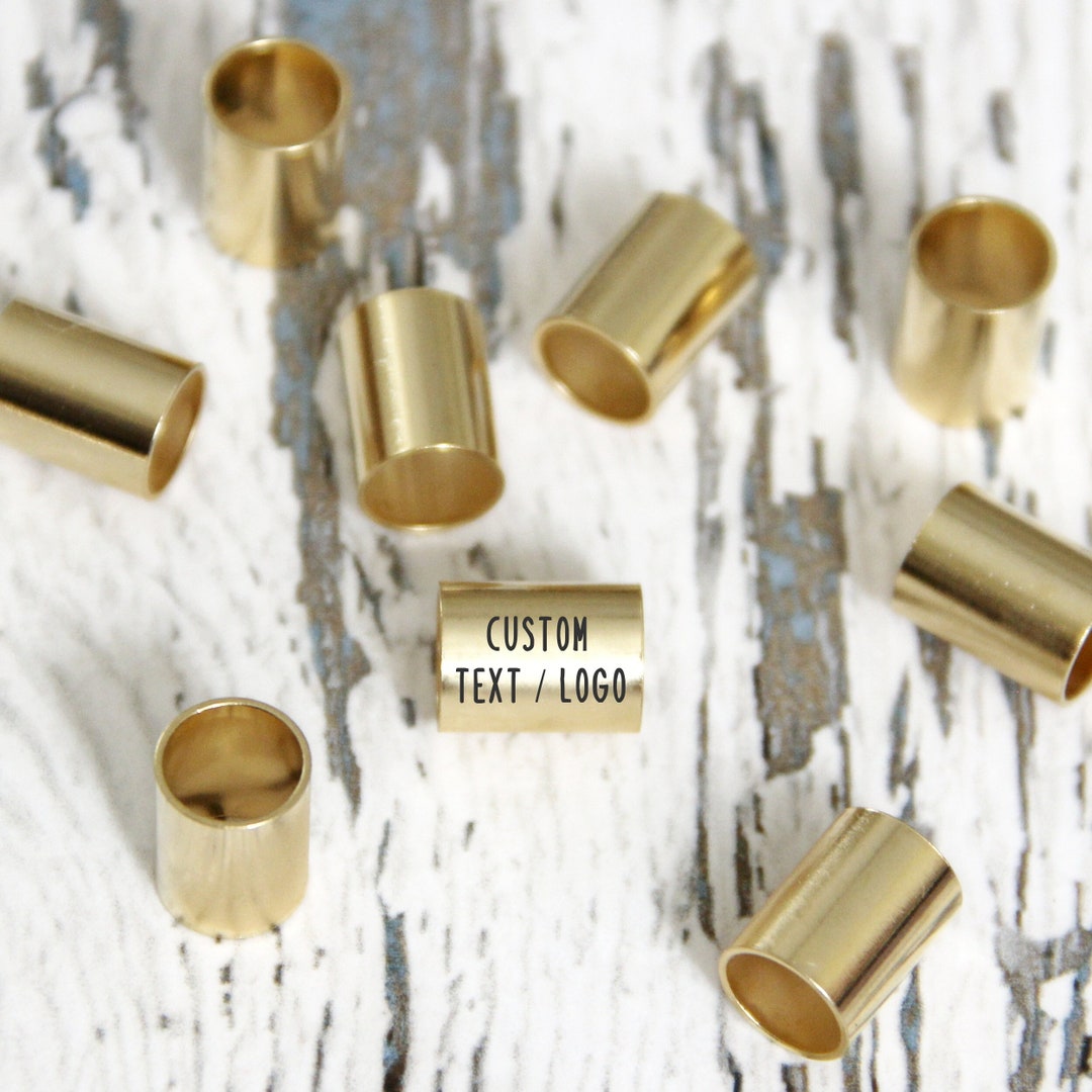 Custom Golden Tube Beads. Engraved Spacers Personalized Charm. Logo ...