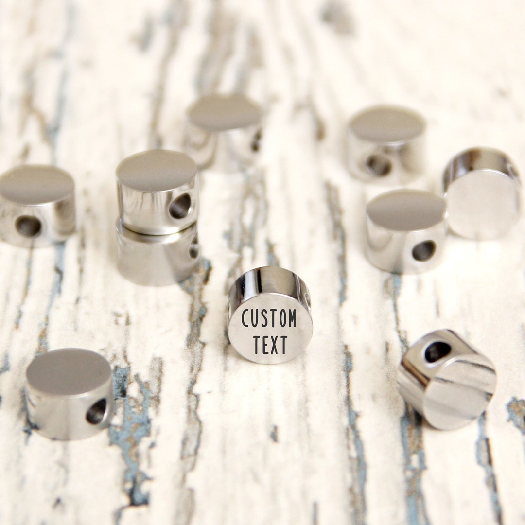 Logo Spacers Engraved Beads. Custom Personalized Charm. Metal Flat ...