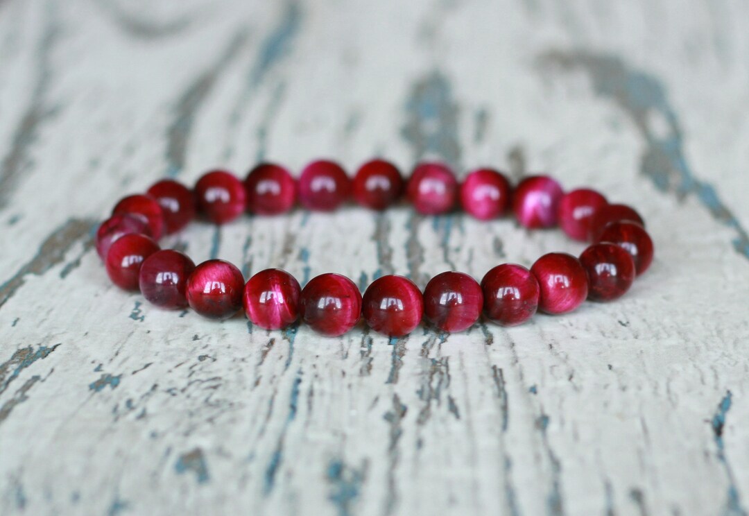 Semi Precious Dark Red Bracelet Tiger Eyes. Beaded Bracelets Women ...