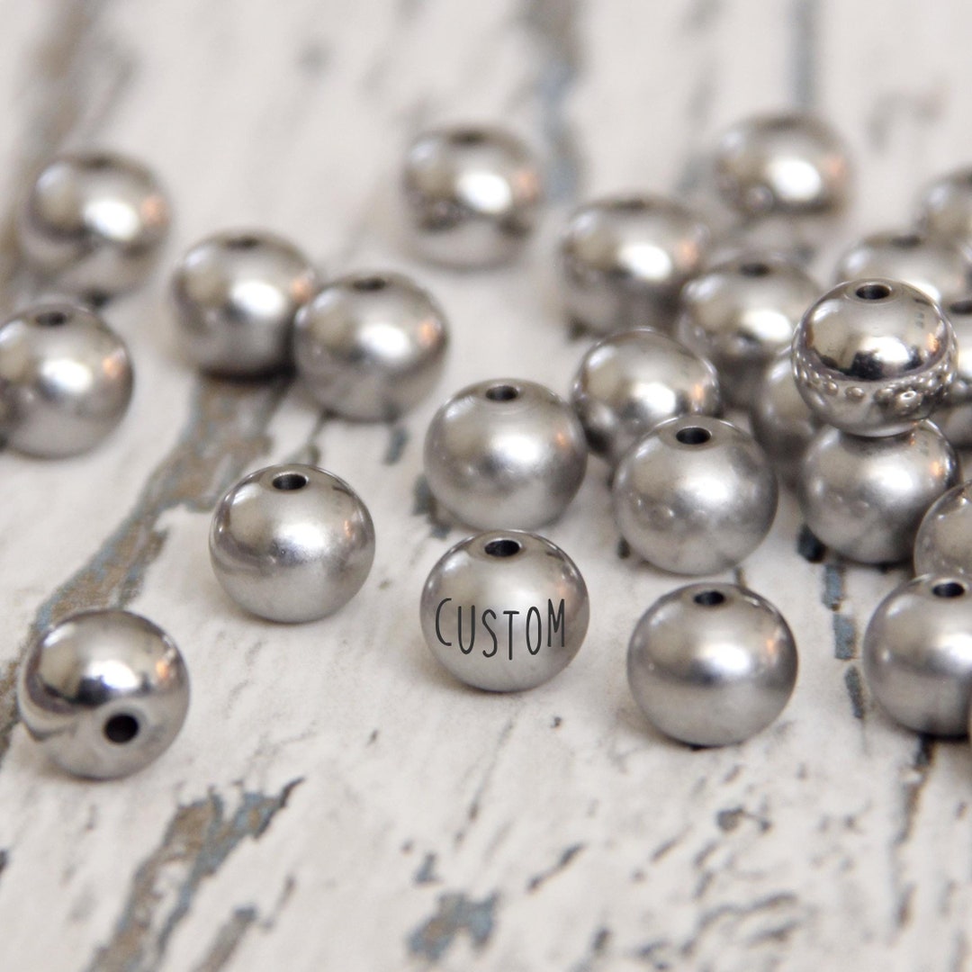 Engraved Round Beads. Customizable Logo Spacers. Wholesale Baubles ...